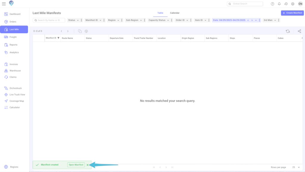 Create Home Delivery Manifest